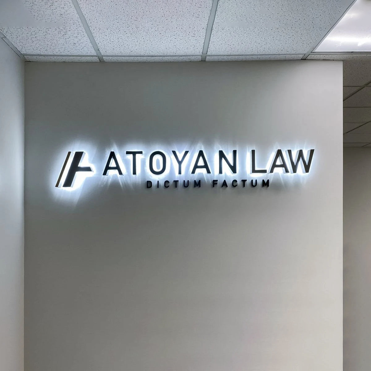 Law Office Signs Illuminated Backlit Letters Business Reception Name L – helloneonsign