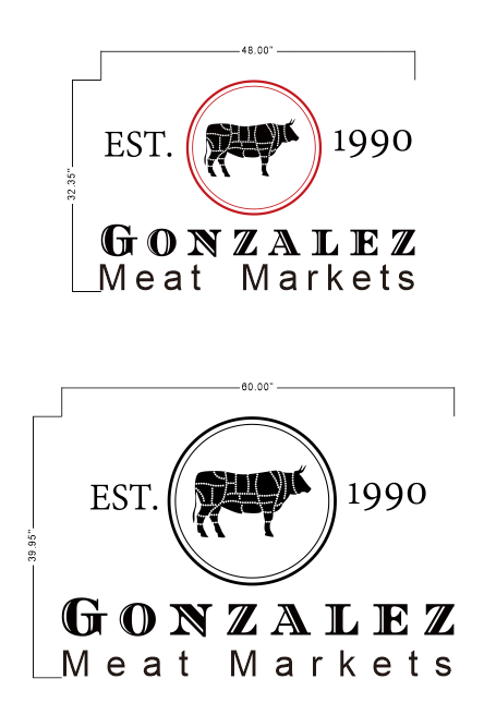 gonzalez logo, metal front and back light sign, 60x40 inches, ALL Pain ...