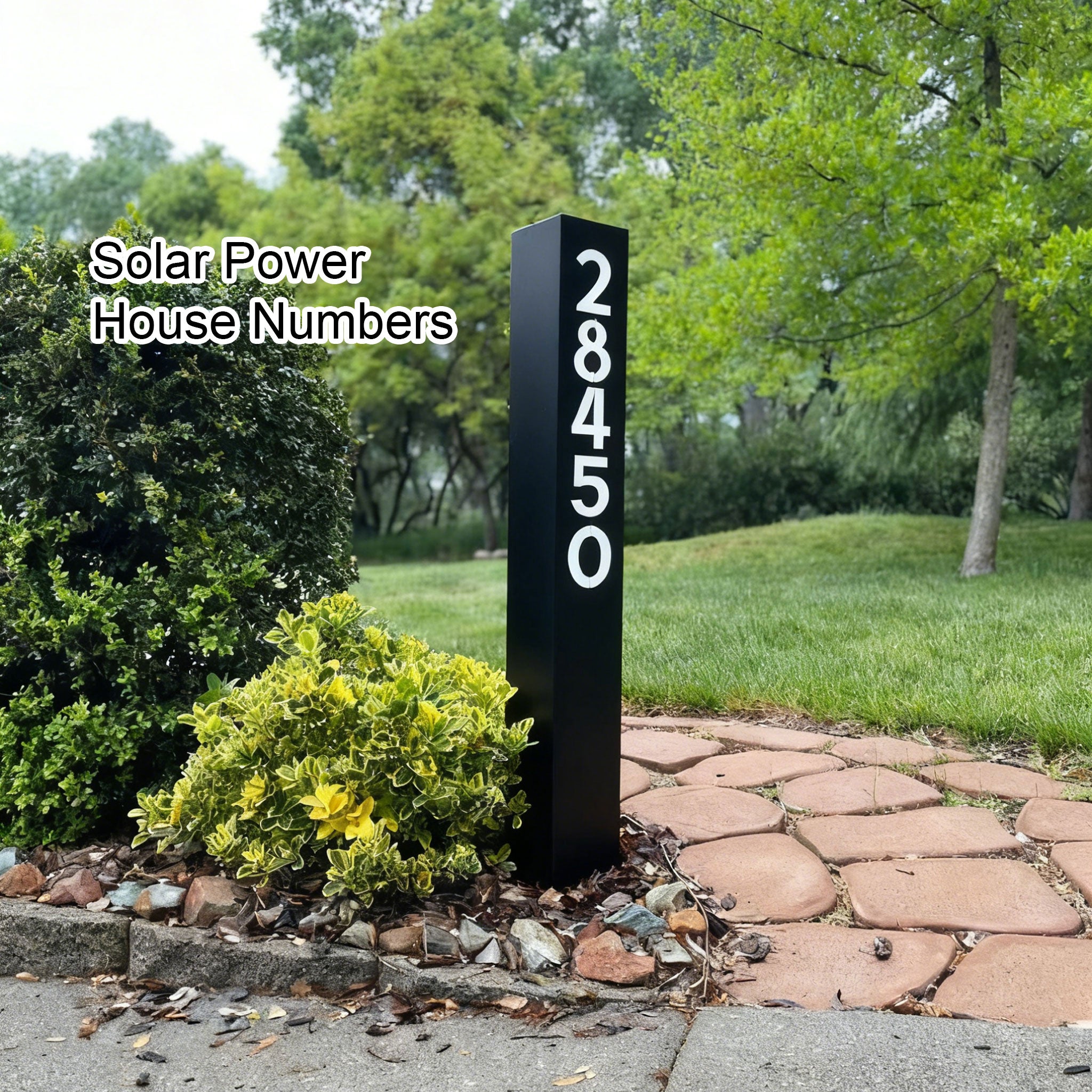 Wireless Solar House Number Post Sign for Driveways Yards Entryways ...