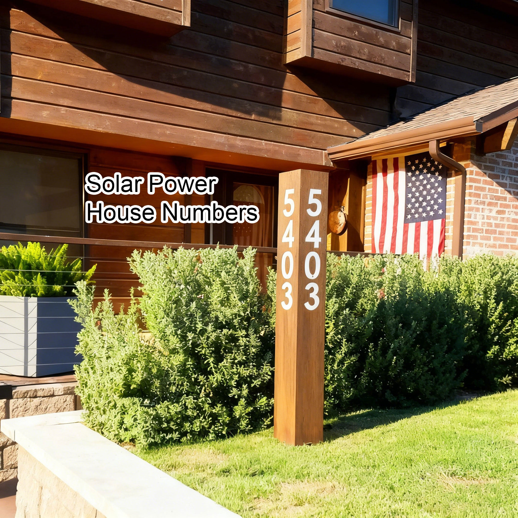 Solar Power House Number Post Sign Wireless Illuminated Address Sign N ...