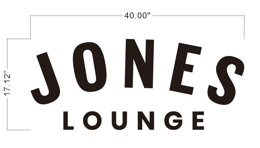 JONES LOUNGE logo metal backlit sign – helloneonsign