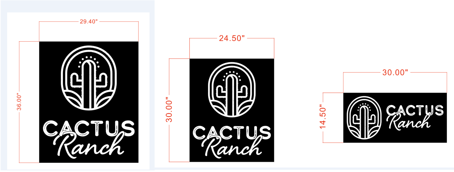THREE SETS Light Box style - CACTUS Ranch logo – helloneonsign