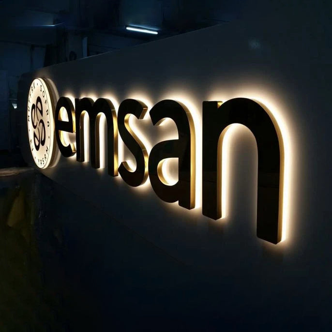 Metal Logo Signs Led Lighting Signage Backlit Halo Letters Company Nam – helloneonsign