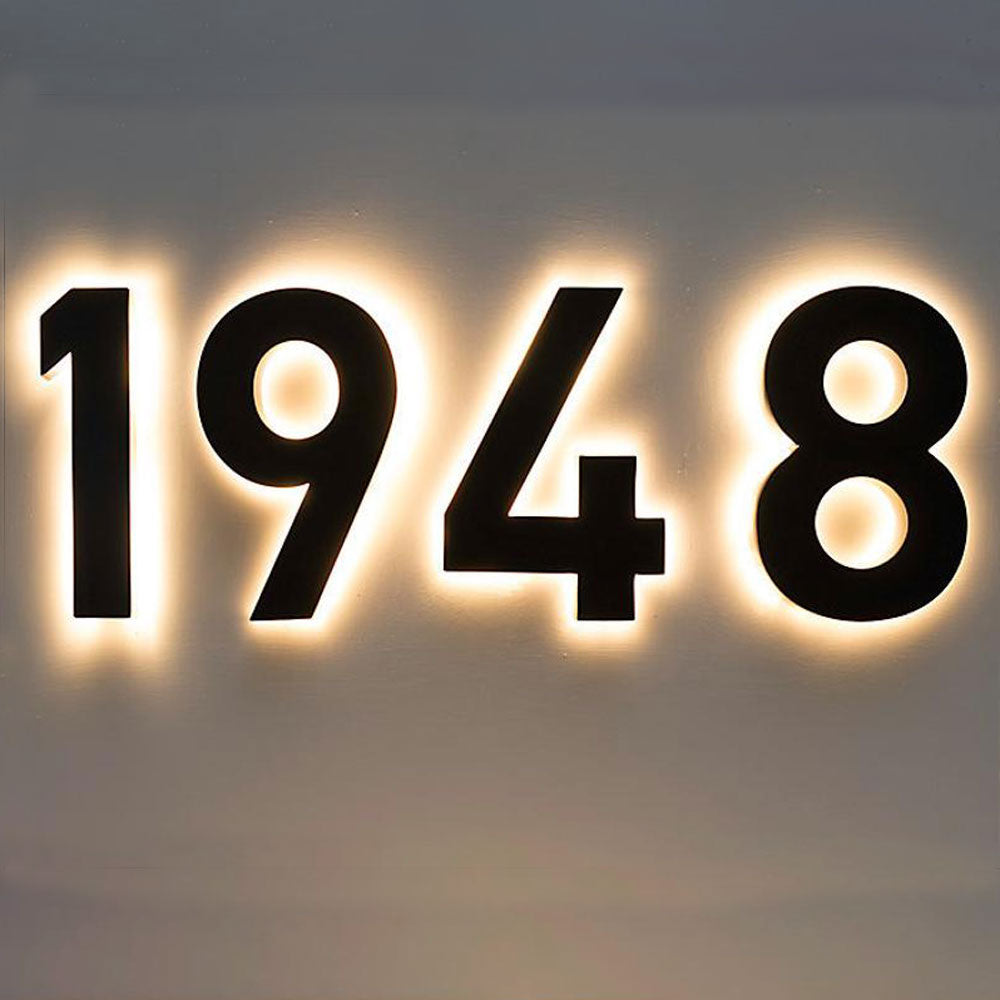 Illuminated House Numbers Lighted Led House Number Signs Metal Backlit ...