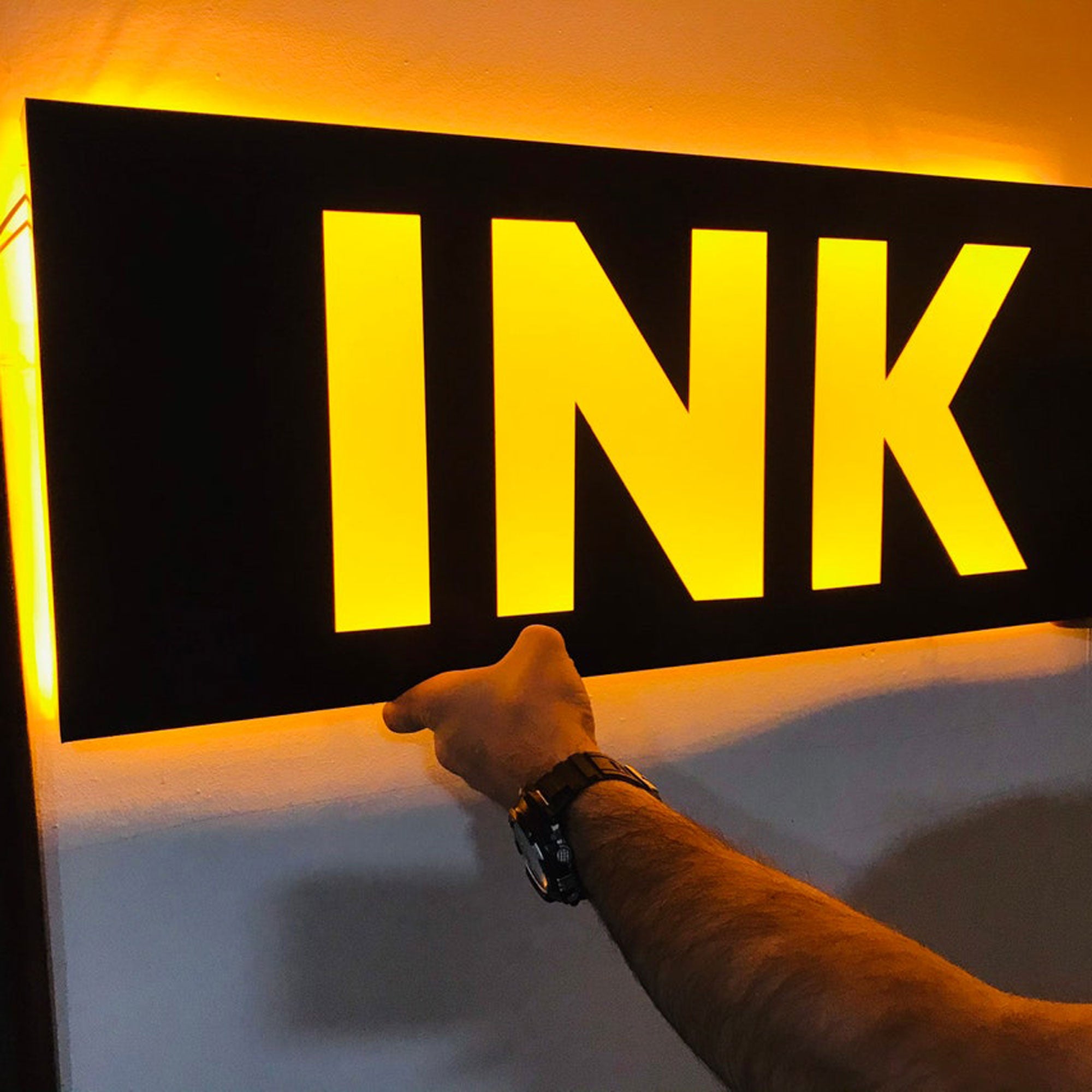 Business Logo Company Name LED Backlit Light Box Stainless Steel Led S ...